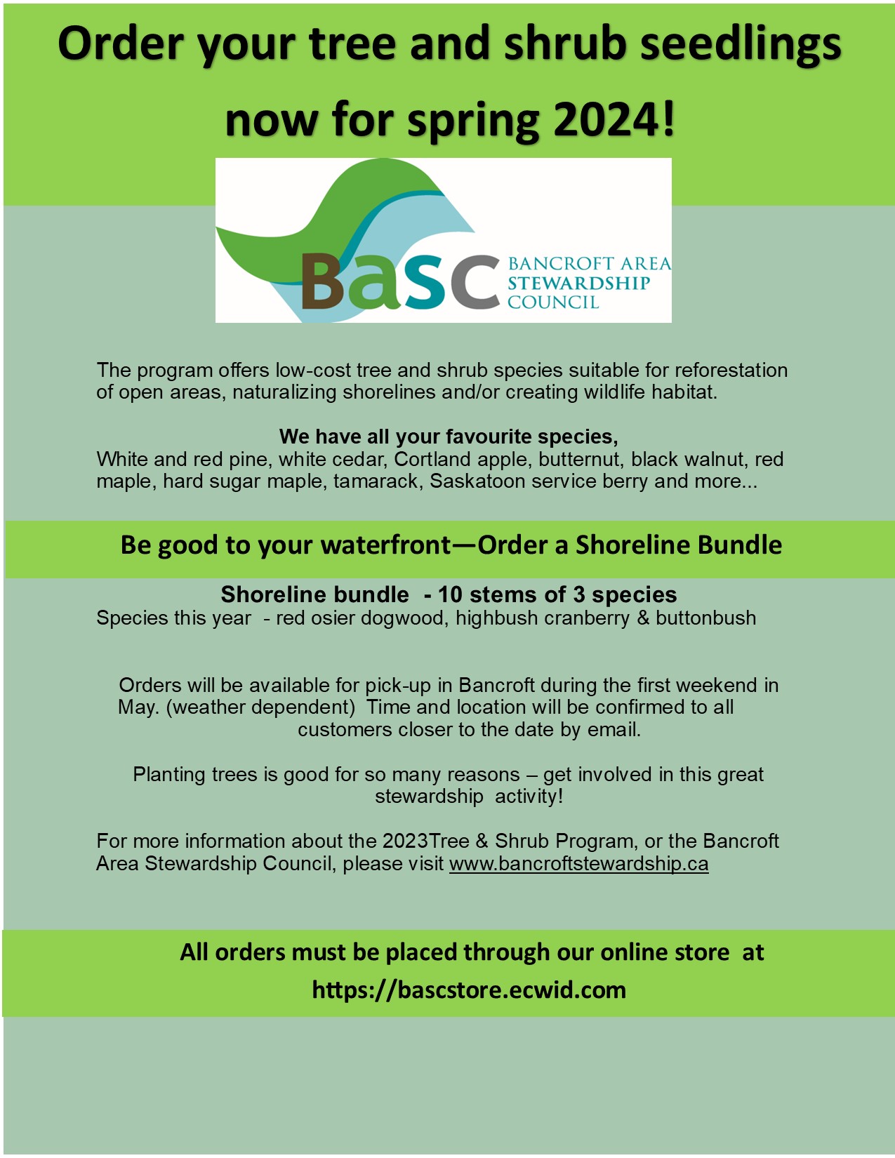 BASC Tree and Shrub Program — Loon Call Lake